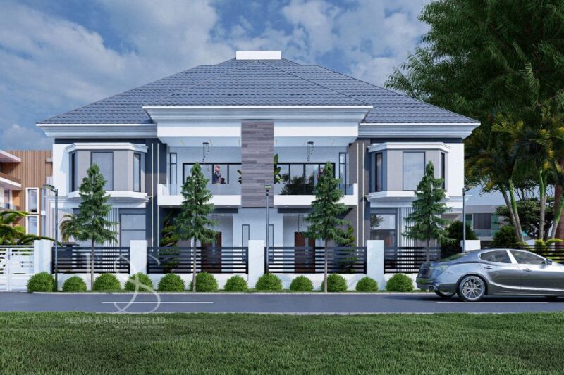 Contemporary 4-Bedroom Semi-Detached Duplex Architectural Plan